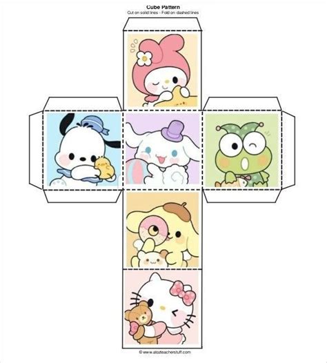 Sanrio Cube Hello Kitty Crafts Hello Kitty Printables Paper Dolls Diy