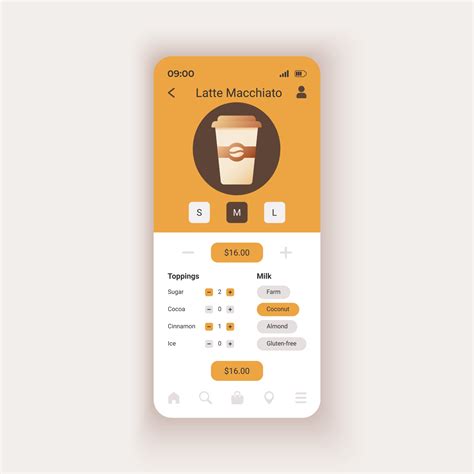 Coffee Beverages Serving Smartphone Interface Vector Template Choose Mid Sized Drink Mobile
