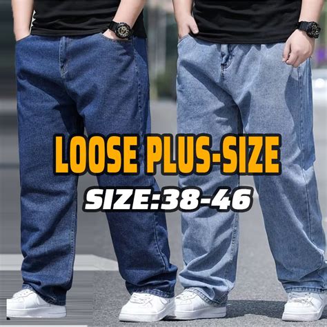 กางเกงยีนขายาว ทรงตรง ทรงหลวม ขนาดใหญ่ สําหรับผู้ชาย ไซซ์ 38 46 Shopee Thailand