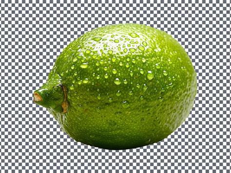 Limão Verde Inteiro Fresco Com Gotas De água Isoladas Em Fundo