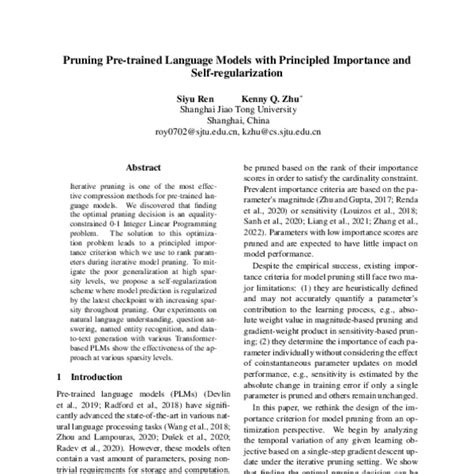 Pruning Pre Trained Language Models With Principled Importance And Self Regularization Acl
