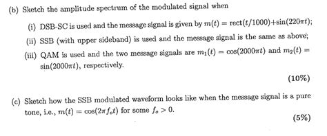 B Sketch The Amplitude Spectrum Of The Modulated Chegg