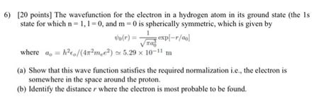 solved [20 points] the wavefunction for the electron in a