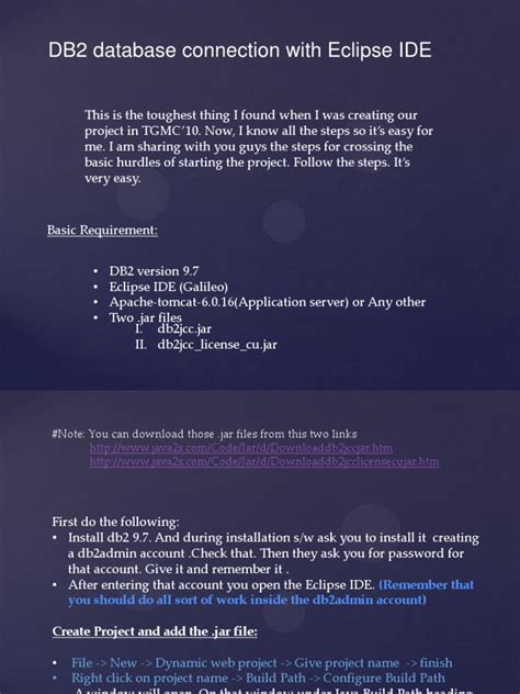 Db2 Connection With Eclipse Ide Pdf Databases Java Server Pages