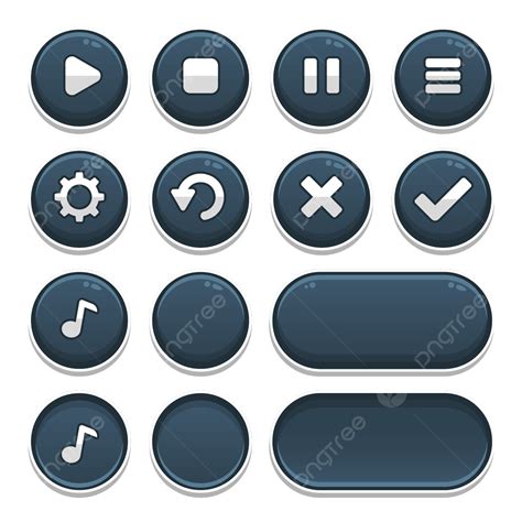 Game Progress Bar Vector Hd Png Images Dark Set Of Game Button