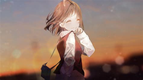 Cartoon Girl Smiling With Brown Hair