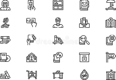 Library Icons Collection Is A Vector Illustration With Editable Stroke Stock Vector