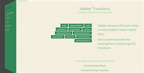 Sidebar Transitions Effets De Transitions Sur La Navigation