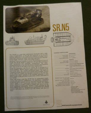 Priory Antiques Sr N5 Hovercraft Sheet Of Particulars