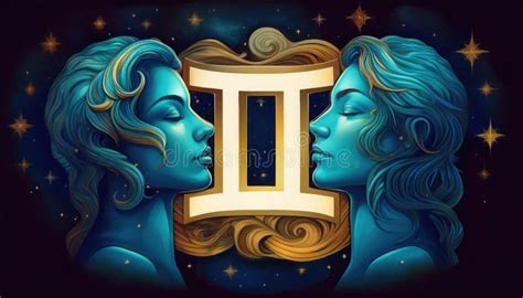 Gemini Zodiac Symbol Illustrated With Twin Figures Representing Duality