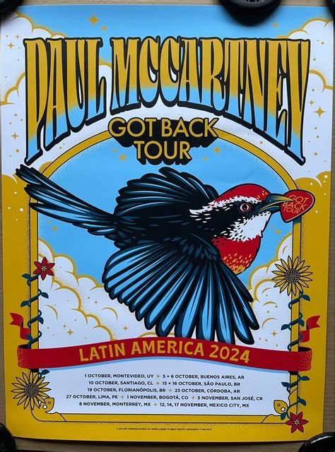 Paul Mccartney Got Back Tour 2024 Lithograph Poster Latin America Eur
