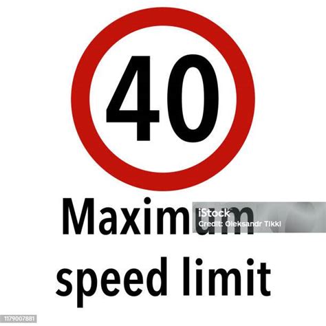 최대 속도 제한 40 정보 및 경고 도로 교통 도로 표지판 학습 교육 운전 과정 스티커 아이콘흰색 배경에 고립 된 벡터 일러스트 컬렉션 개념에 대한 스톡 벡터 아트 및 기타