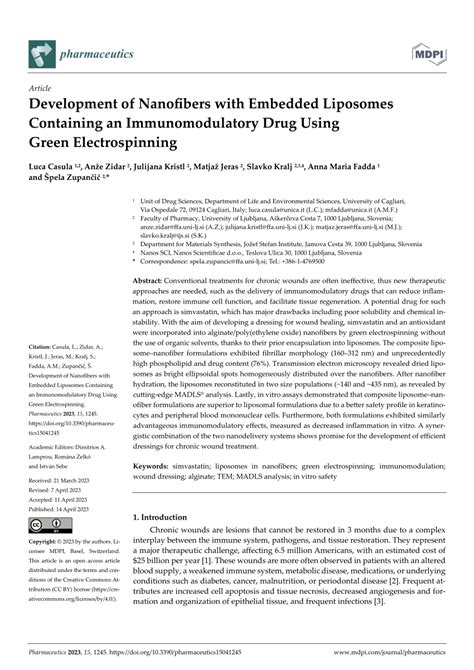 Pdf Development Of Nanofibers With Embedded Liposomes Containing An