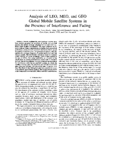 Pdf Analysis Of Leo Meo And Geo Global Mobile Satellite Systems In The Presence Of