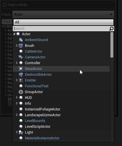 Palette In The Bleprints Visual Scripting Editor For Unreal Engine