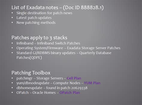 Oracle Database Exadata Patching Patching Strategy Storage Server