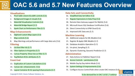 Webinar On Whats New In Oracle Analytics 56 And 57 With Live Demo On August 5 Vlamis