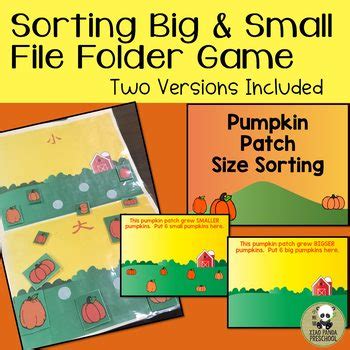 Size Sorting File Folder Game By Xiao Panda Prebabe TpT