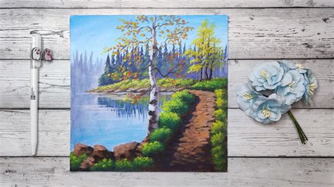 Как легко и быстро нарисовать осенний пейзаж акриловыми красками пошаговая видеоинструкция