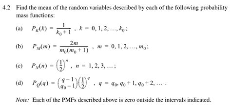 Solved Find The Mean Of The Random Variables Described Chegg