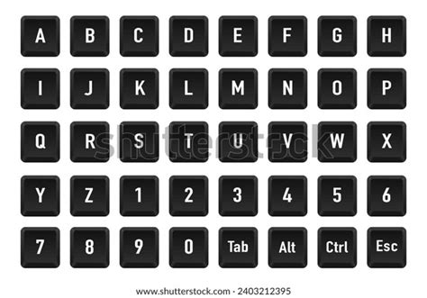Modern Key Buttons Pc Black Keyboard Stock Vector Royalty Free