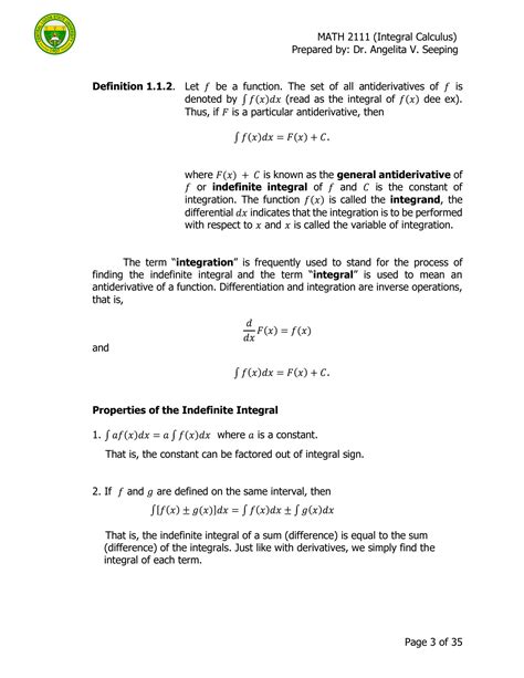 SOLUTION Module Integral Calculus Studypool