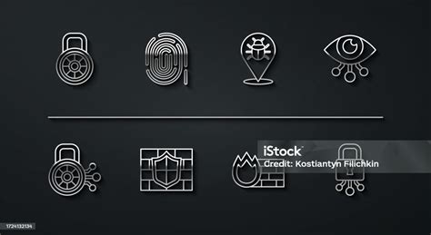 Set Line Safe Combination Lock Cyber Security Eye Scan Firewall Wall Shield With Brick