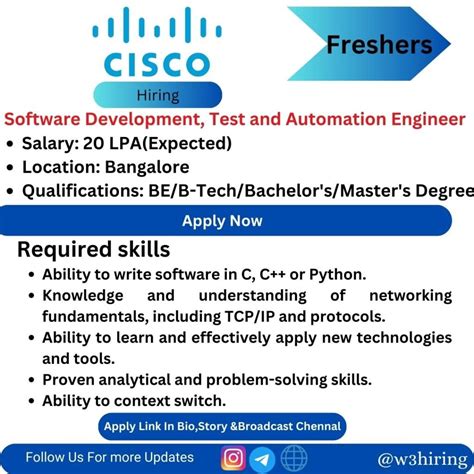 cisco recruitment 2024 hiring software development test and automation engineer wireless