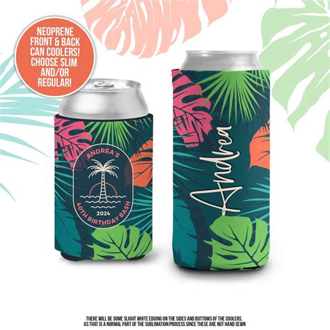 40th Birthday Bash Can Coolies Tropical Palm Beach Party Can Coolers