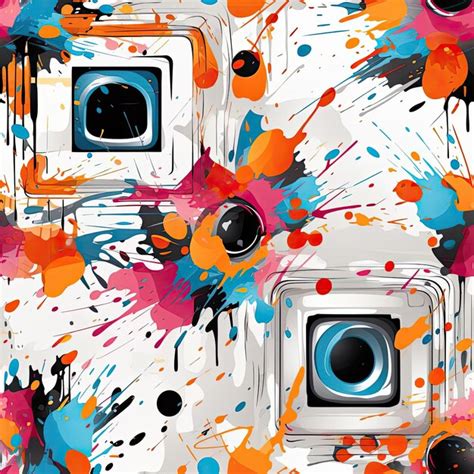 Premium Photo Colorful Abstract Pattern Of Squares And Circles With A Dripping Effect Tiled