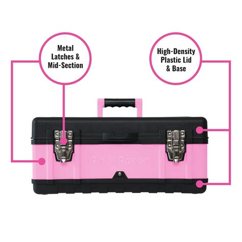 18 Toolbox With Extra Storage Compartments Pink Power
