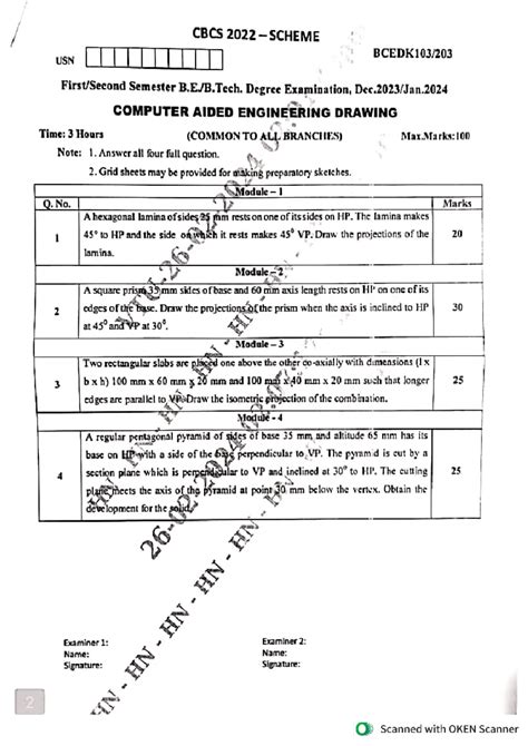 Question Paper 6 Cbcs 2022 Scheme Usn Semester Degree Examination Computer Aided Engineering