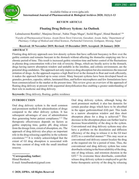 Floating Drug Delivery System Pptx Digestive Disorders Diseases