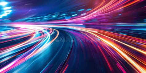 Car Motion Trails Speed Light Streaks Background With Blurred Fast