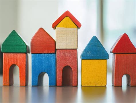 Colorful Wooden Building Blocks Arranged Creatively In A Playful Architectural Display For