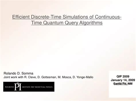 ppt efficient discrete time simulations of continuous time quantum query algorithms powerpoint