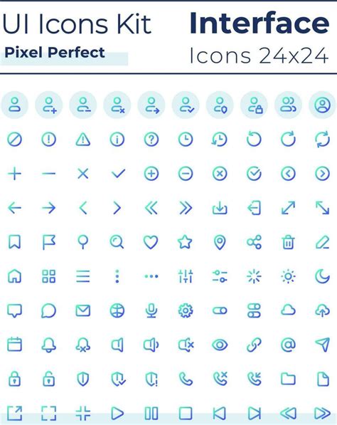 Comprehensible And Simple Looking Pixel Perfect Gradient Linear Ui Icons Set System Settings