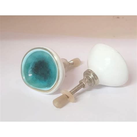 Teal Glass Knobs Etsy