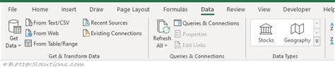 Excel Ribbon Tabs