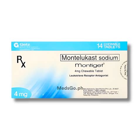 Montiget Montelukast 4mg 1 Chewable Tablet Price In The Philippines