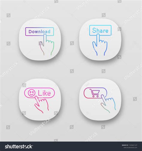 Click App Icons Set Download Share Stock Vector Royalty Free 1145401127 Shutterstock