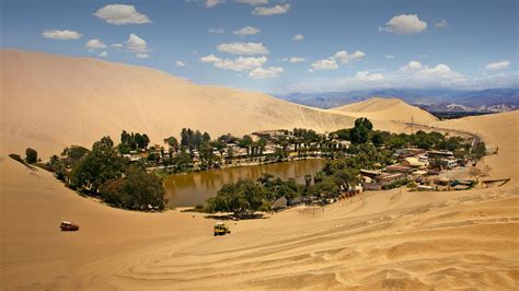 Huacachina Oasis Built Around Small Natural Lake In Desert Peru
