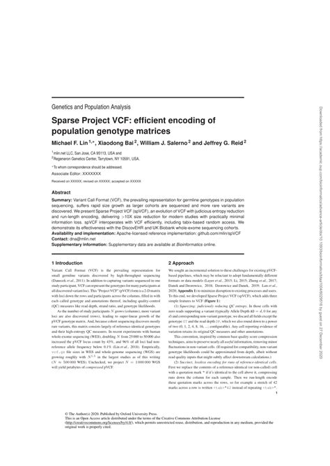 Pdf Sparse Project Vcf Efficient Encoding Of Population Genotype