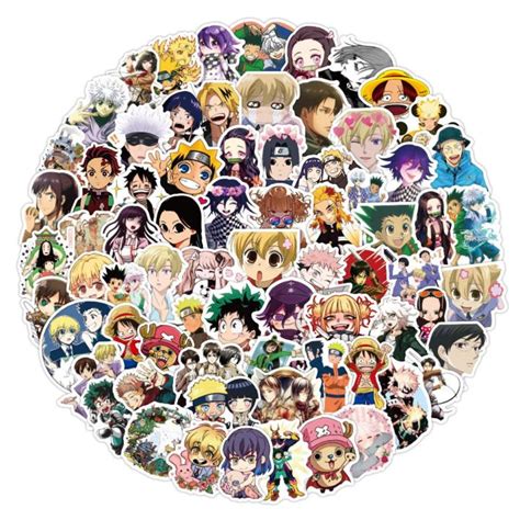 100pcspack Japanese Anime Stickers One Piece Naruto Demon Slayer