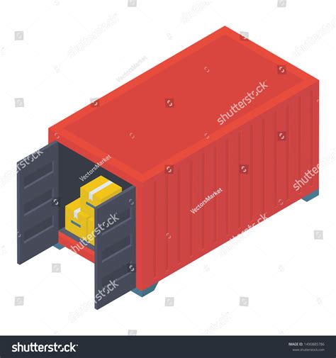 Icon Of Container Loading Isometric Design Royalty Free Stock Vector 1490885786