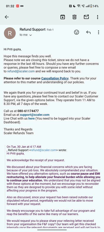 Scaler Academy — I Do Not Want To Continue This Course