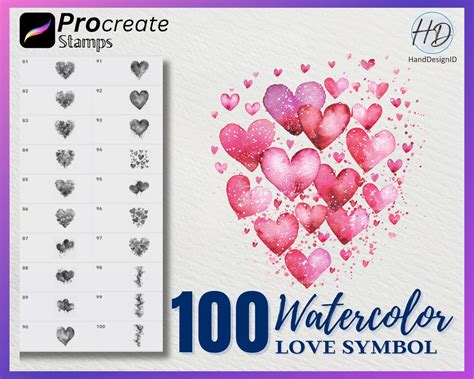 100 Procreate Watercolor Love Symbol Stamps Love Symbol Stamps For 100 Procreate Watercolor Love Symbol Stamps Love Symbol Stamps For