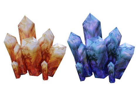 흰색 3d 렌더링에 격리 된 주황색과 파란색 결정의 집합입니다 0명에 대한 스톡 사진 및 기타 이미지 0명 3차원 형태 건축물 Istock