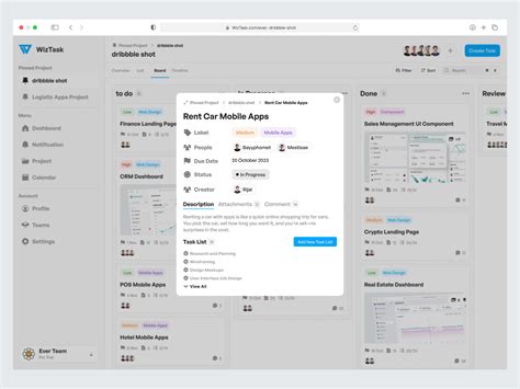 wiztask detail pop up task management dashboard in 2024 ui design dashboard dashboard