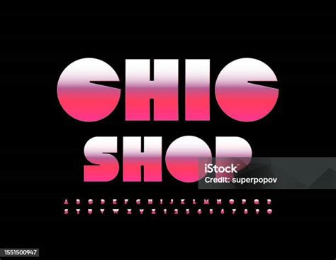 벡터 럭셔리 간판 Chic Shop 핑크 메탈릭 알파벳 문자와 숫자 세트 부티크에 대한 스톡 벡터 아트 및 기타 이미지 부티크 분홍 고급 Istock